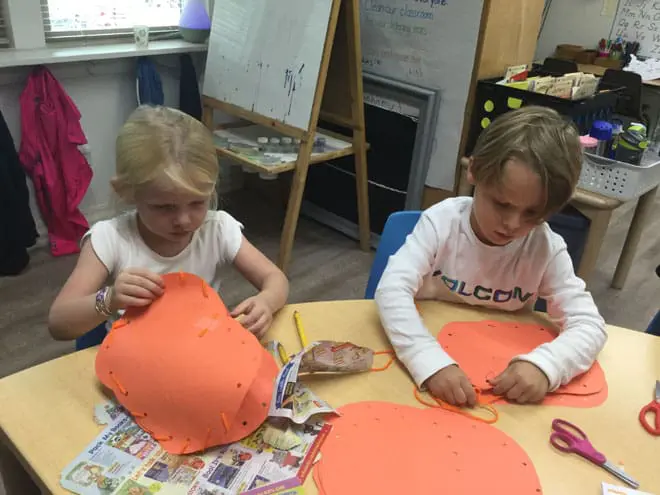Pumpkin Lacing Fine Motor Activity - Carmel Mountain Preschool