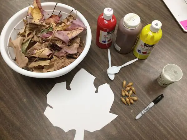 Painting Fall Leaves with Acorns - Carmel Mountain Preschool