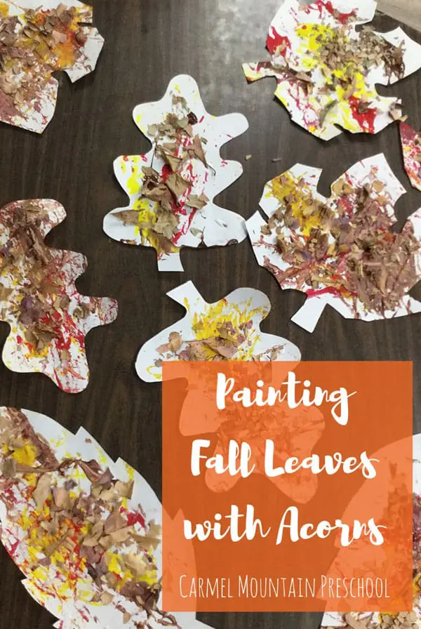 Painting Fall Leaves with Acorns - Carmel Mountain Preschool